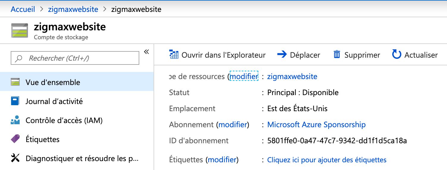 Azure Site Web Statique – ZiGMaX IT Blog