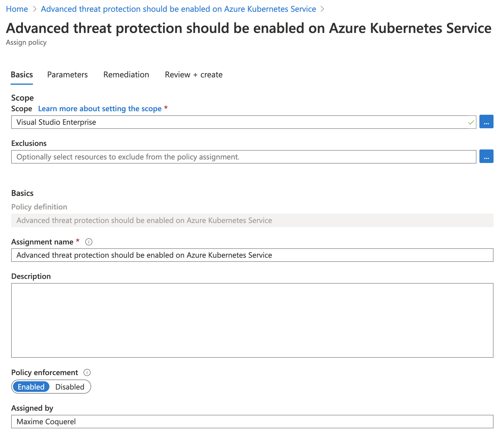 Azure Security Center Policies For Enabling Threat Protection And Advanced Data Security